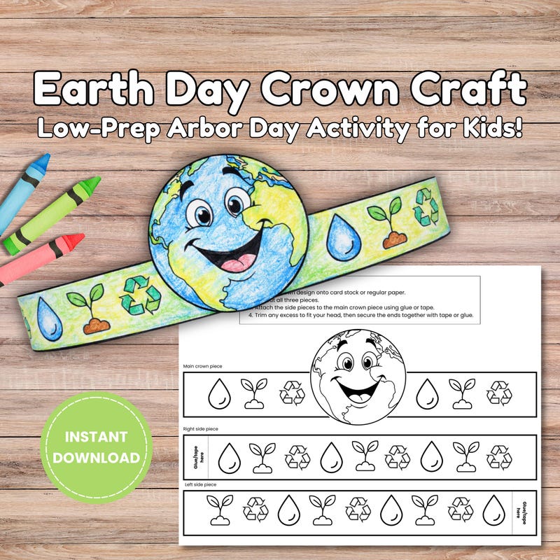 Earth Day Crown Coloring - Etsy