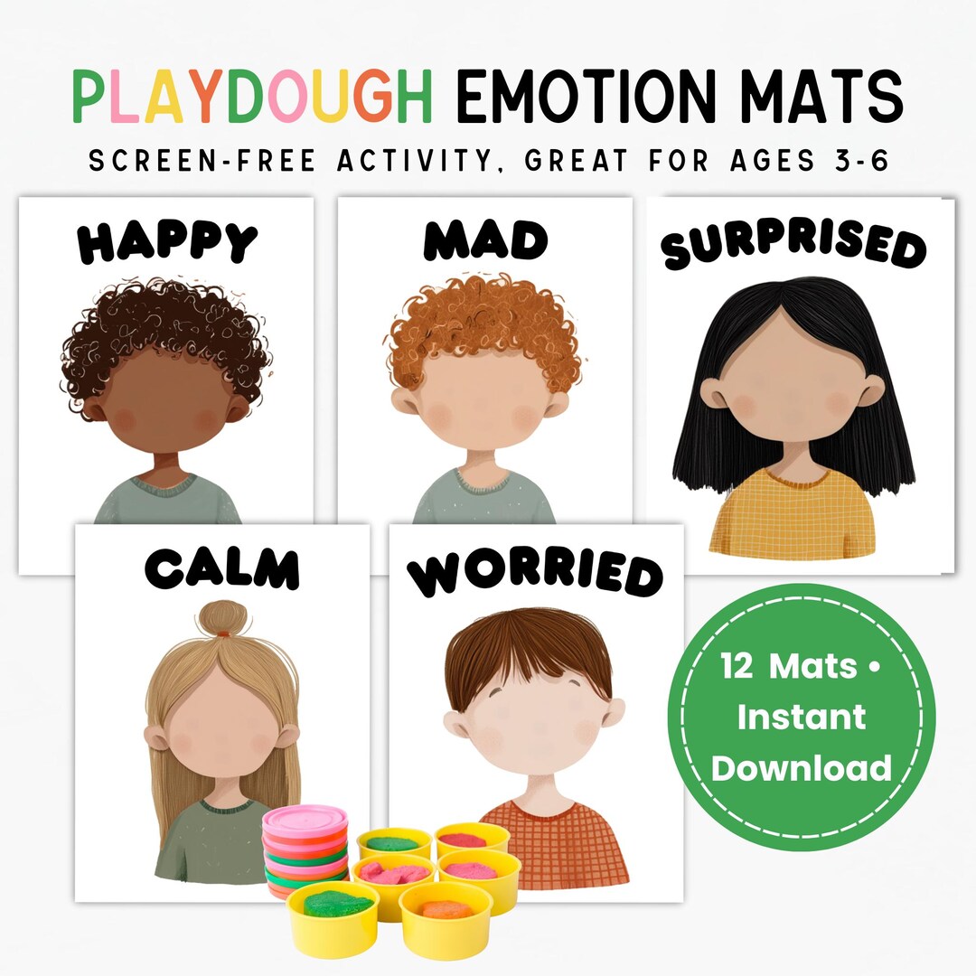 Playdough Mats for Emotions - Emotion Face Activity for Kids Ages 3–6 ...