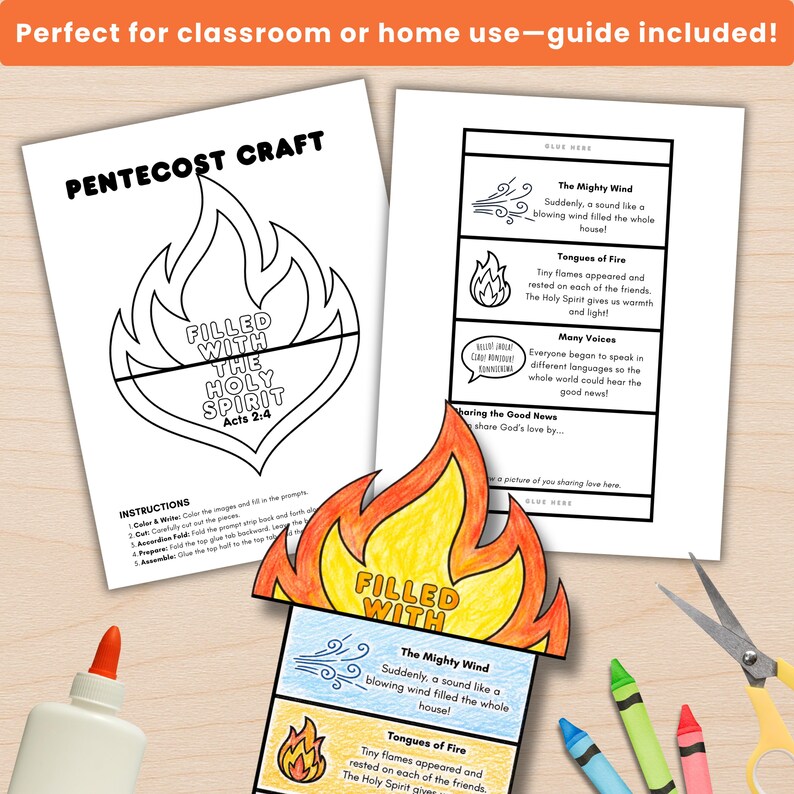 Pentecost Craft for Kids Printable, Holy Spirit Accordion Book Bible ...