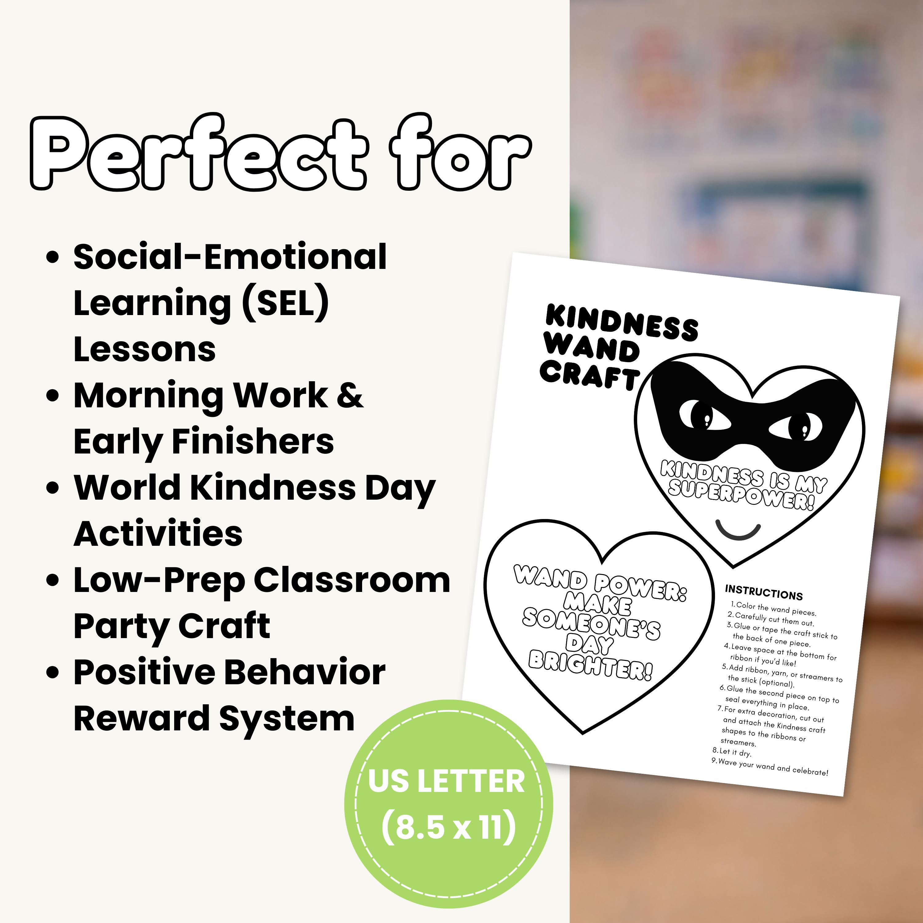 Kindness Wand Craft for Kids, Super Kid Heart Wand Printable, World ...