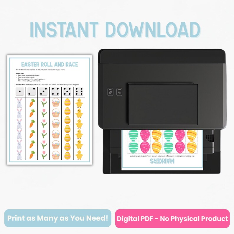 Easter Roll and Race Dice Game, April Morning Work for Kids, Printable ...