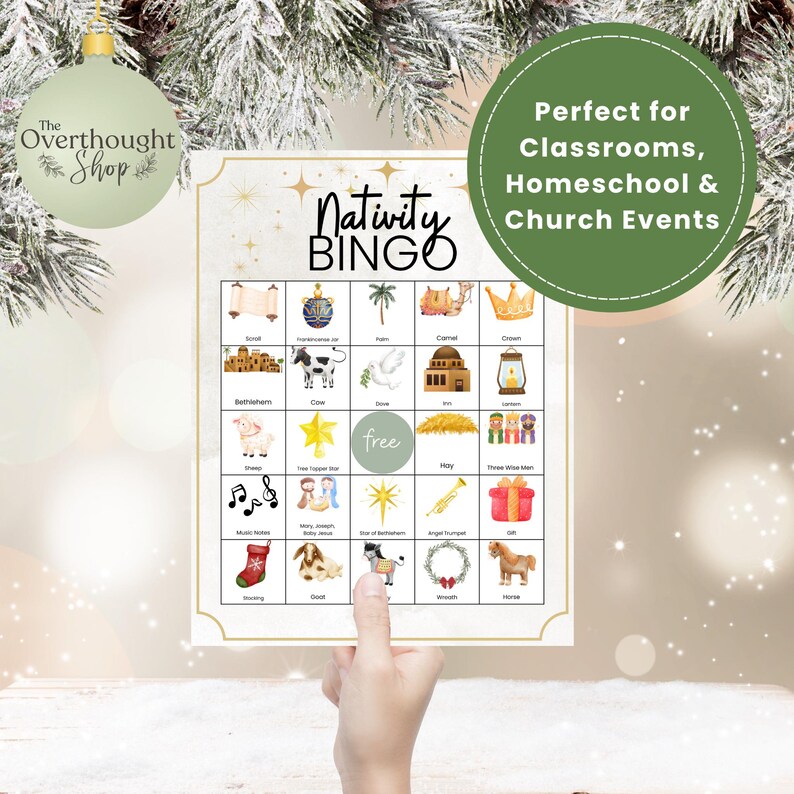 Nativity Bingo Printable, 50 Bingo Cards & Call Sheet, Christmas Game ...