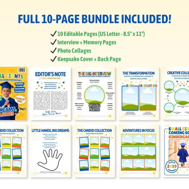 Preschool Graduation Magazine Keepsake, Editable Canva Memory Book ...