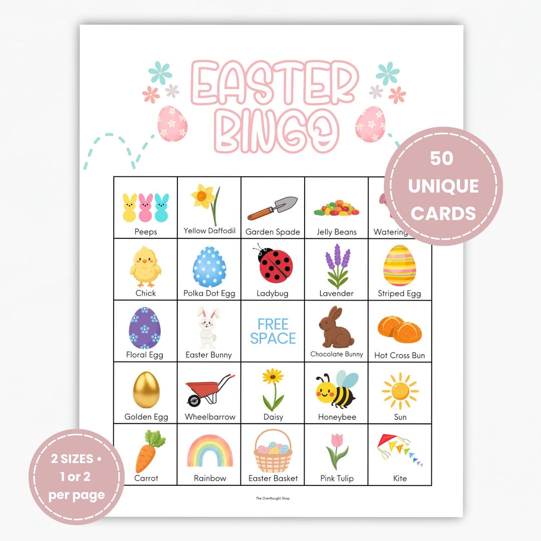 Easter Bingo Game for Kids Printable | 30 Unique Cards, Easter ...