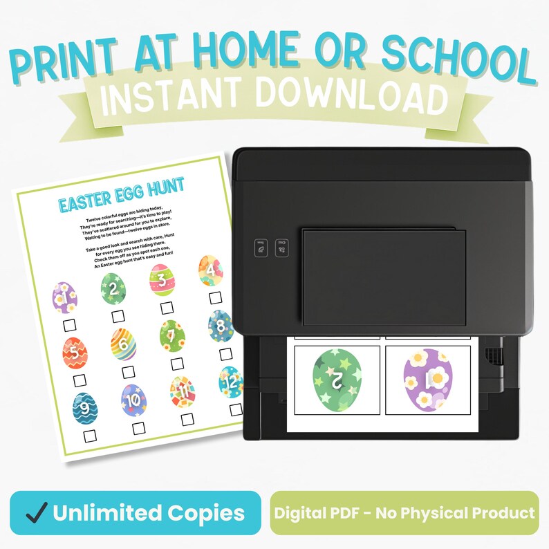 Easter Scavenger Hunt for Kids, Indoor Easter Egg Hunt Game, Printable ...