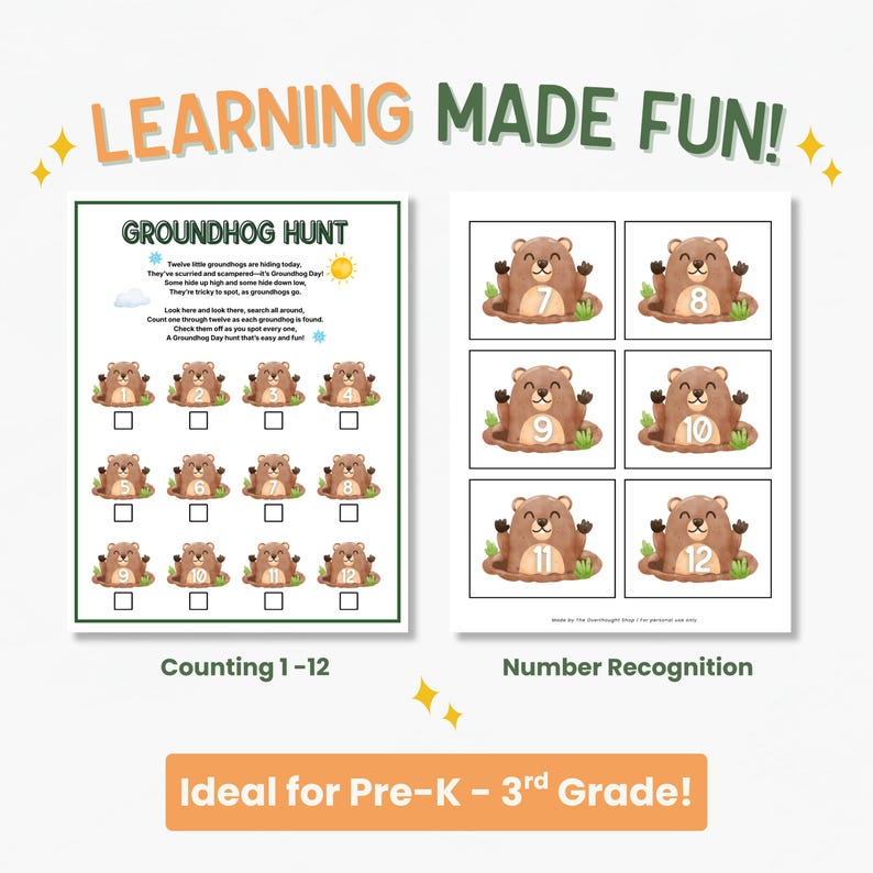 Groundhog Day Scavenger Hunt Printable for Kids, Easy Counting Activity ...