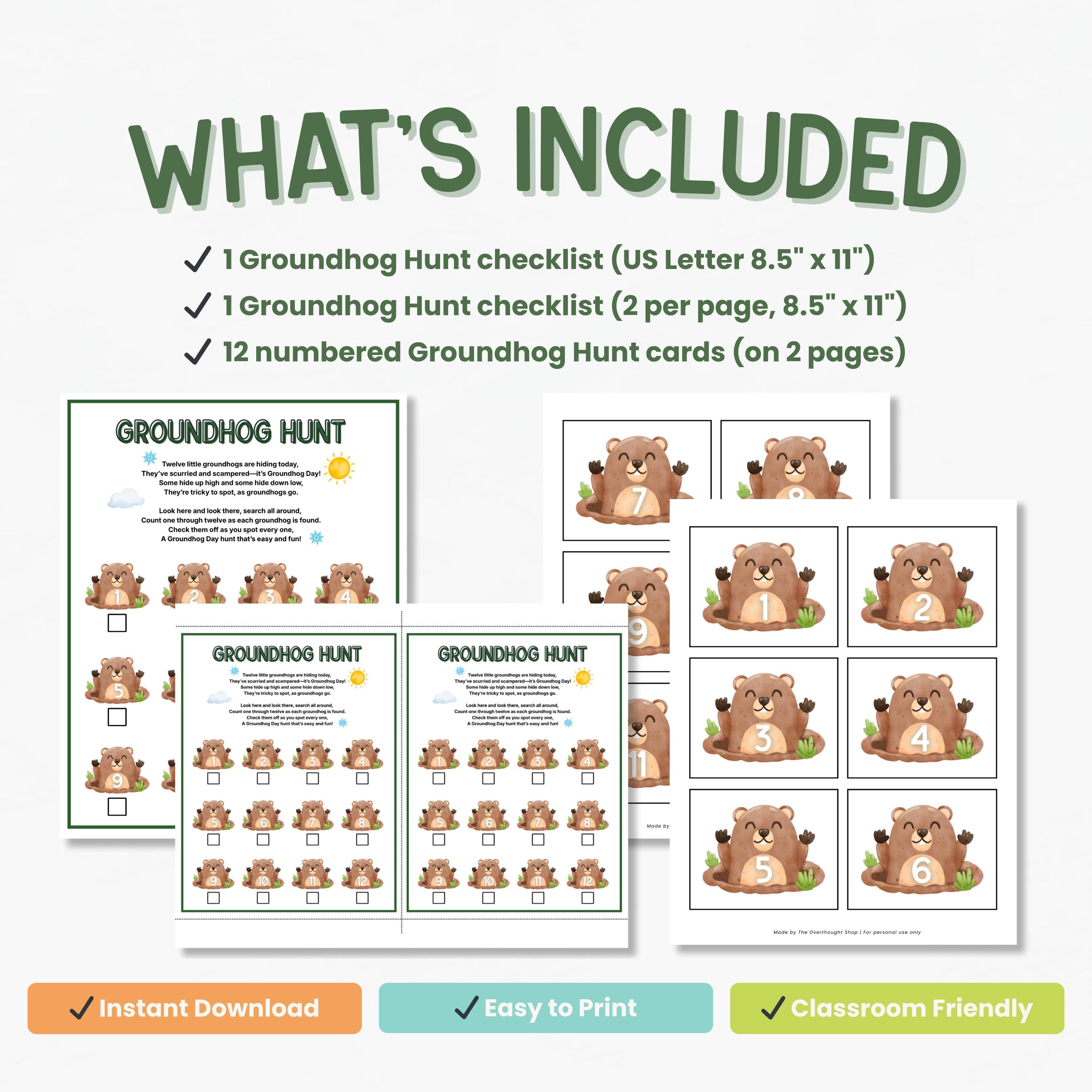 Groundhog Day Scavenger Hunt Printable for Kids, Easy Counting Activity ...