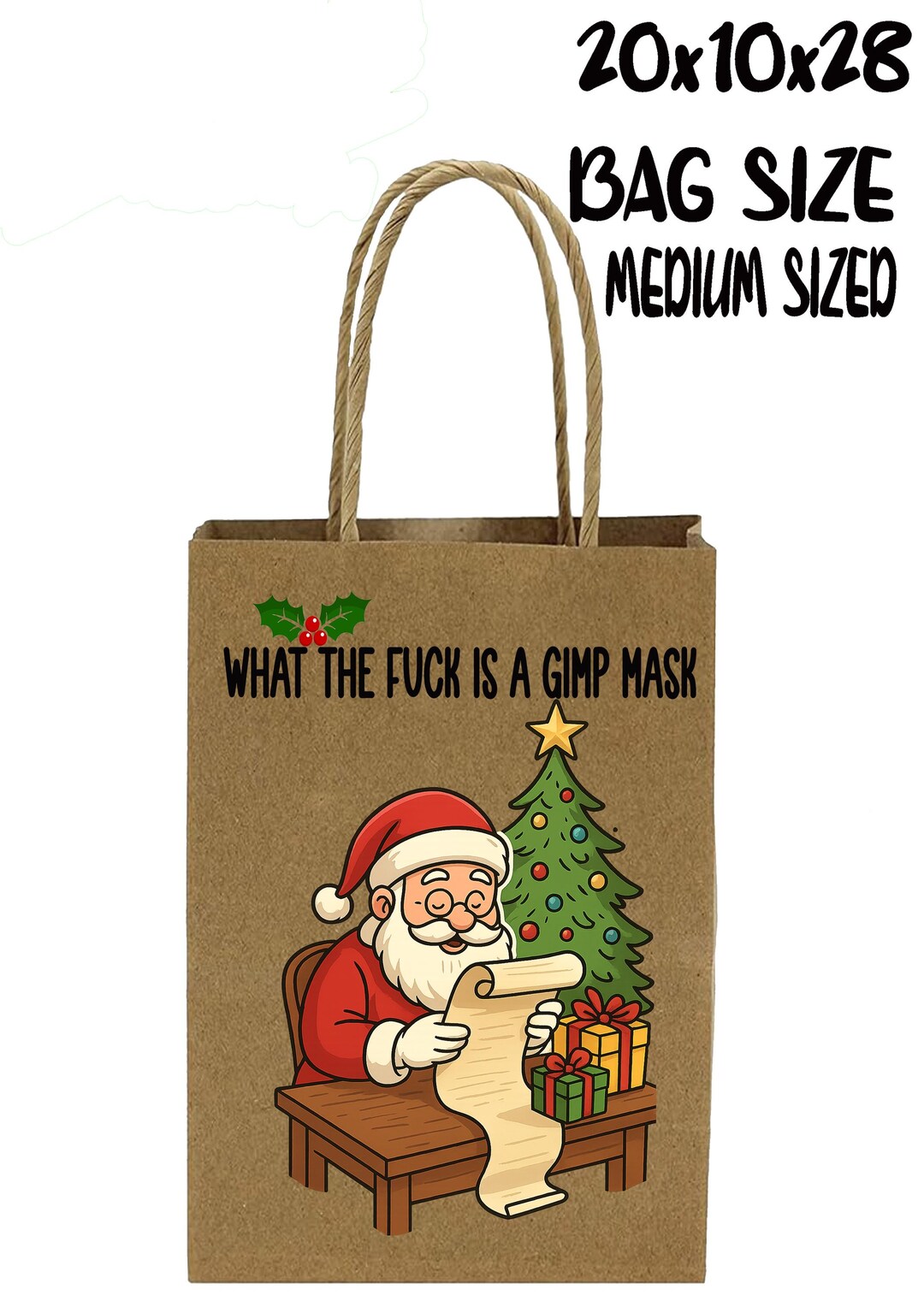 Funny Santa Christmas Gift Bag: Gimp Mask Design - Etsy