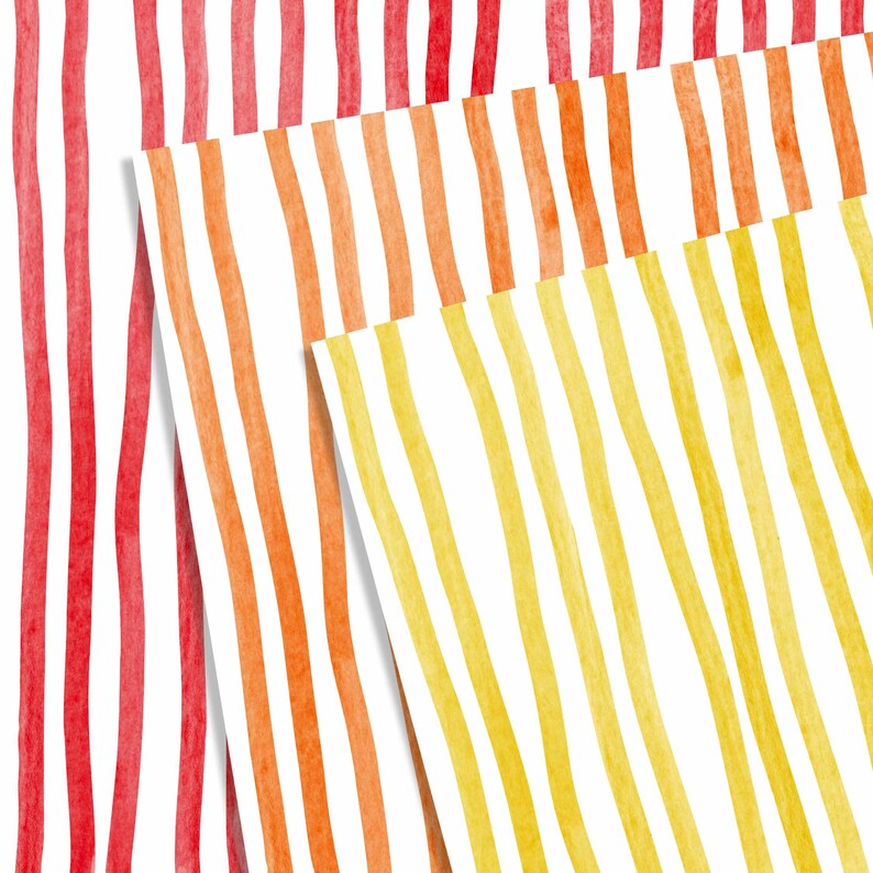 12 Rainbow Watercolor Stripe Digital Papers, 300DPI JPG Files (digital ...