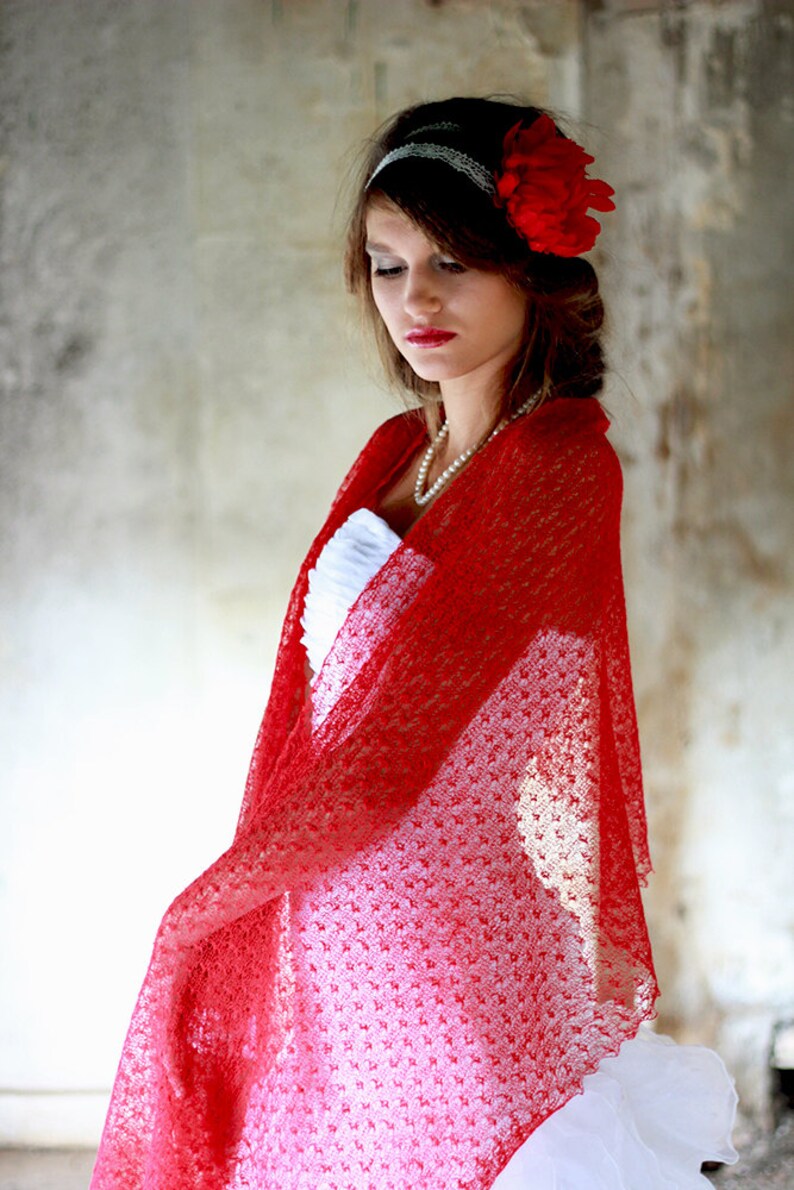 Red Linen Scarf Wedding Stole Bridesmaid Shawl Sheer Lace - Etsy