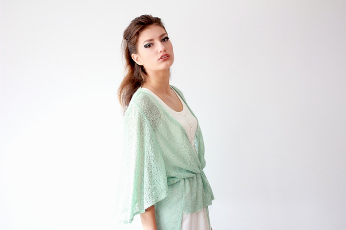 Light Linen Wrap Cardigan Knitted Summer Sweater Loose Fit Sheer ...