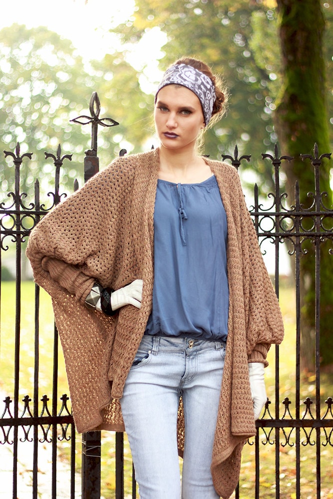 Oversized Knit Cardigan Open Front Wool Cardigan Wrap Women Knitted ...