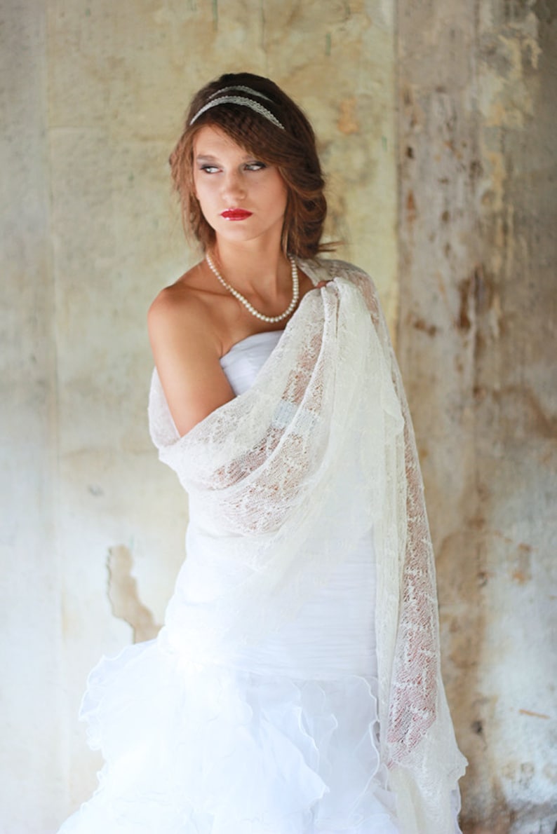 Bridal Lace Scarf Wedding Shawl Linen Scarf Champagne Bridal Cover up ...