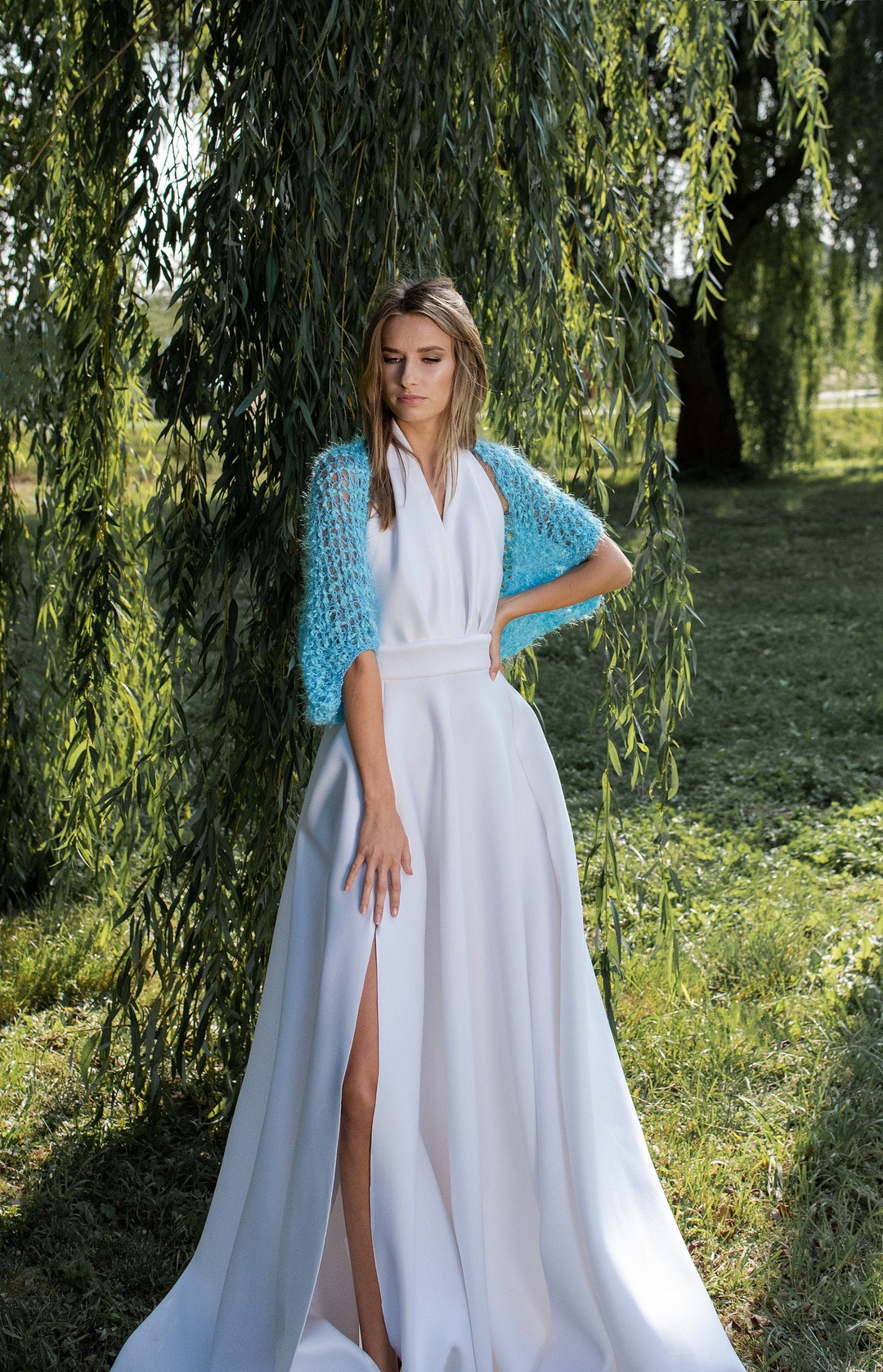 Bridal Blue Fluffy Shrug Wedding Lace Cover up Bridesmaid - Etsy