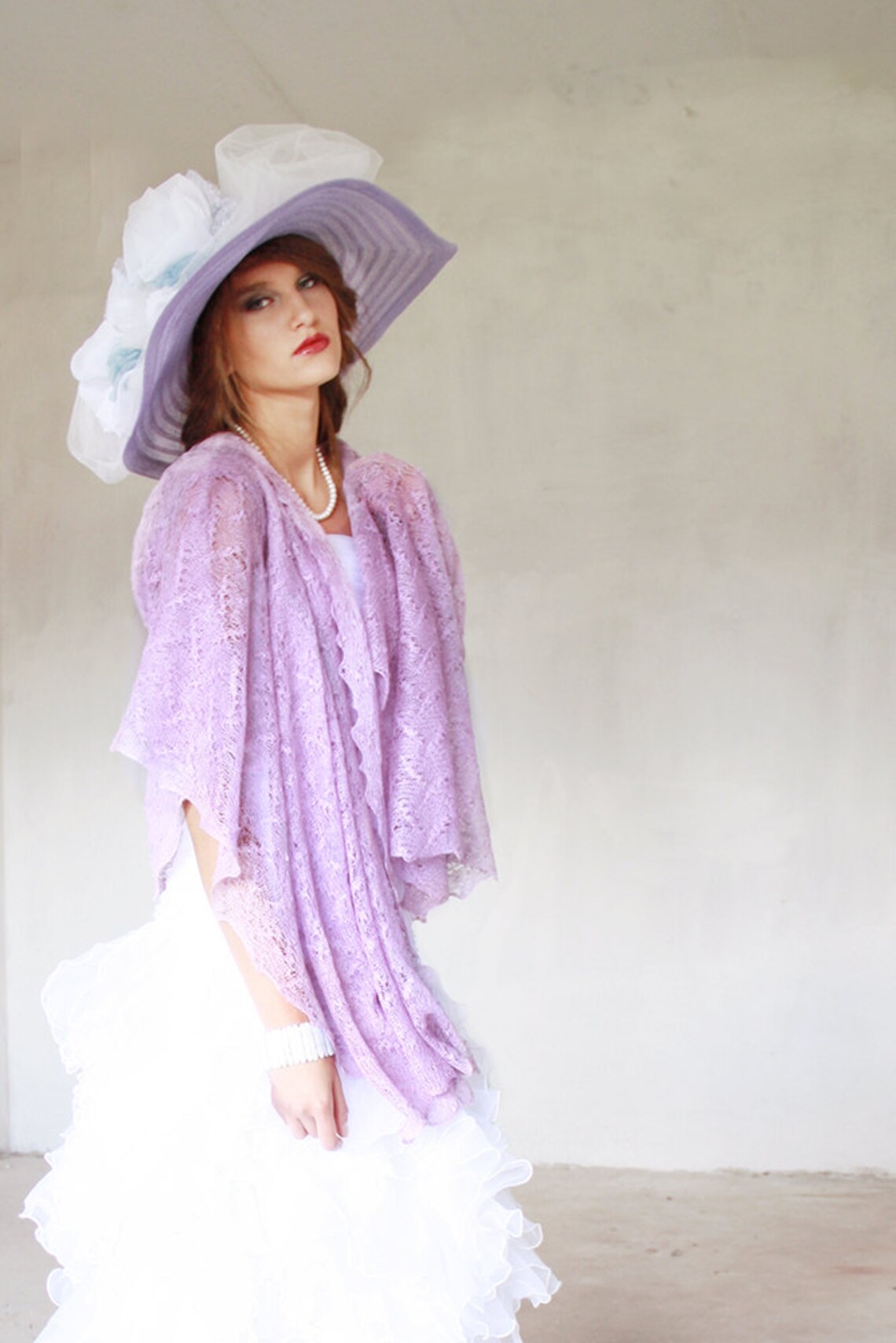Lilac Linen Shawl Wedding Lace Scarf Bridesmaids Gift Shawl Evening ...