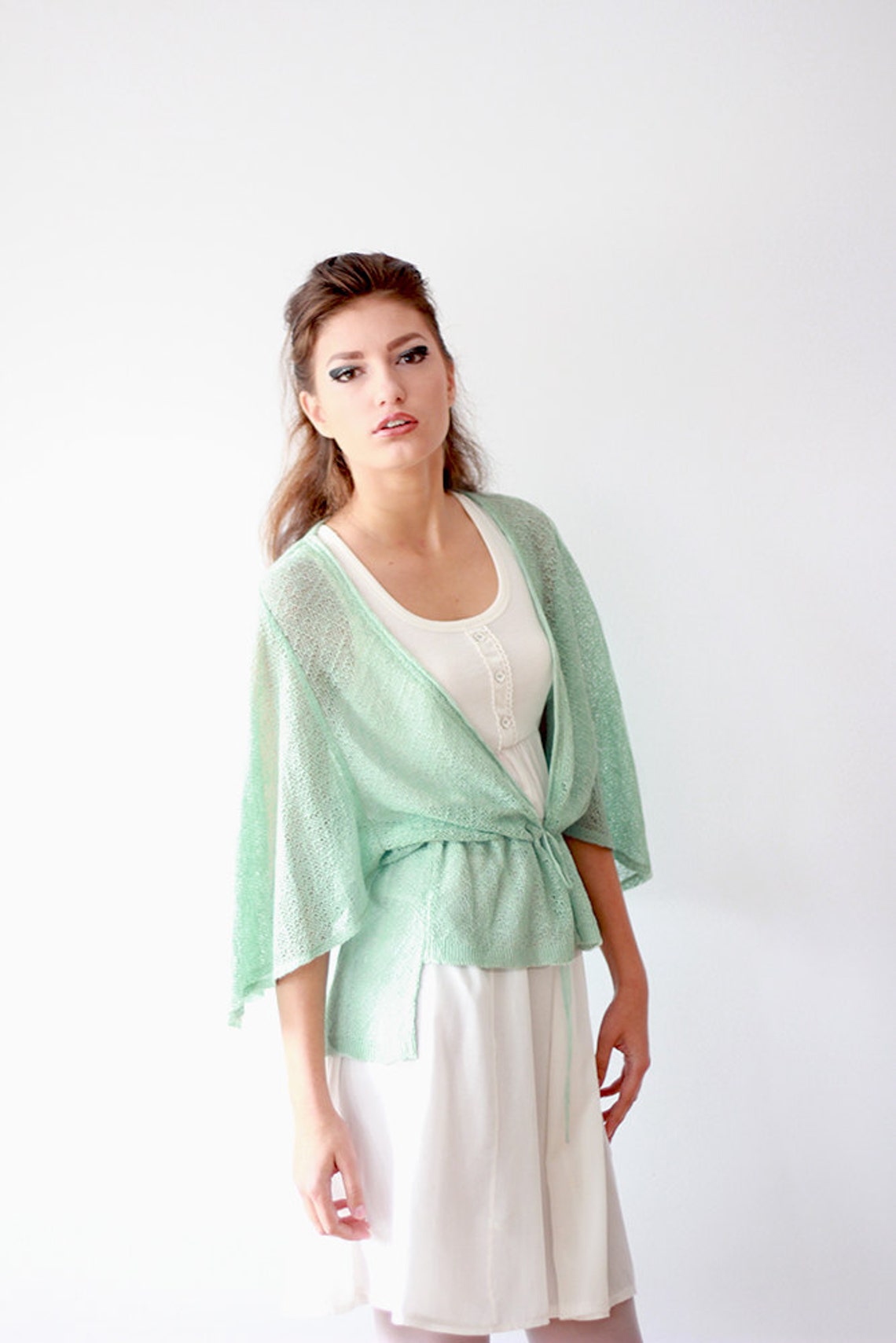 Light Linen Wrap Cardigan Knitted Summer Sweater Loose Fit Sheer ...