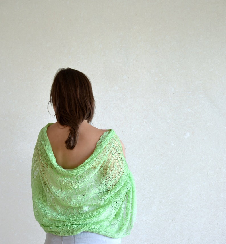 Light Green Shawl Lace Shawl Summer Shawl Bridesmaid Shawl Knit Lace ...