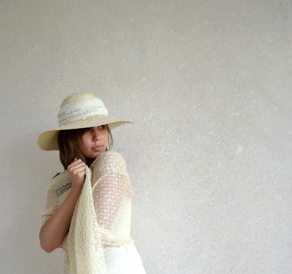 Bridal Lace Shawl Ivory Wedding Scarf Champagne Linen Scarf Ivory Lace ...