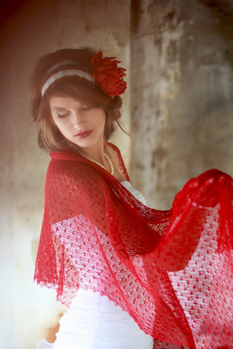 Red Linen Scarf Wedding Stole Bridesmaid Shawl Sheer Lace - Etsy