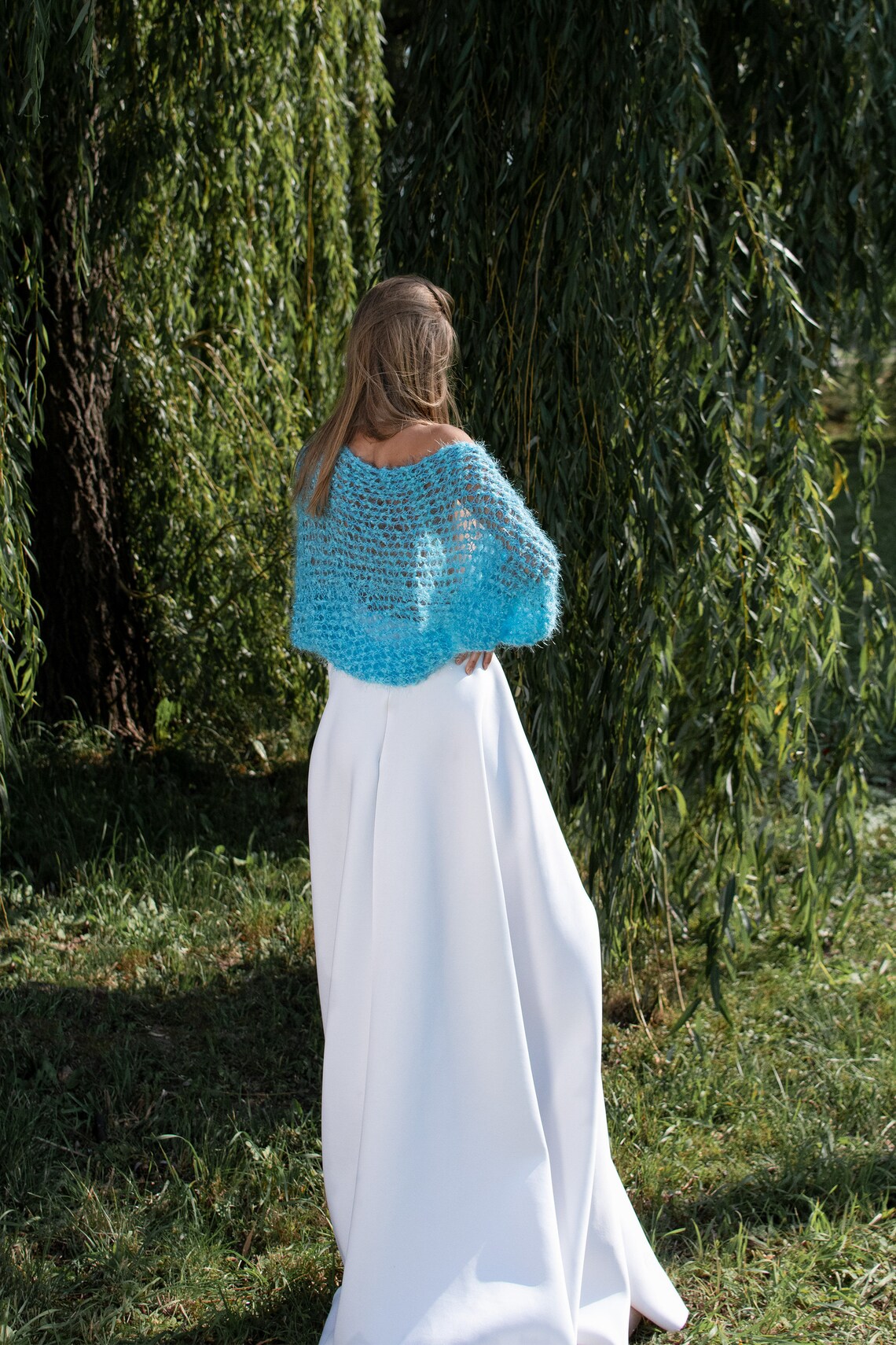 Bridal Blue Fluffy Shrug Wedding Lace Cover up Bridesmaid - Etsy