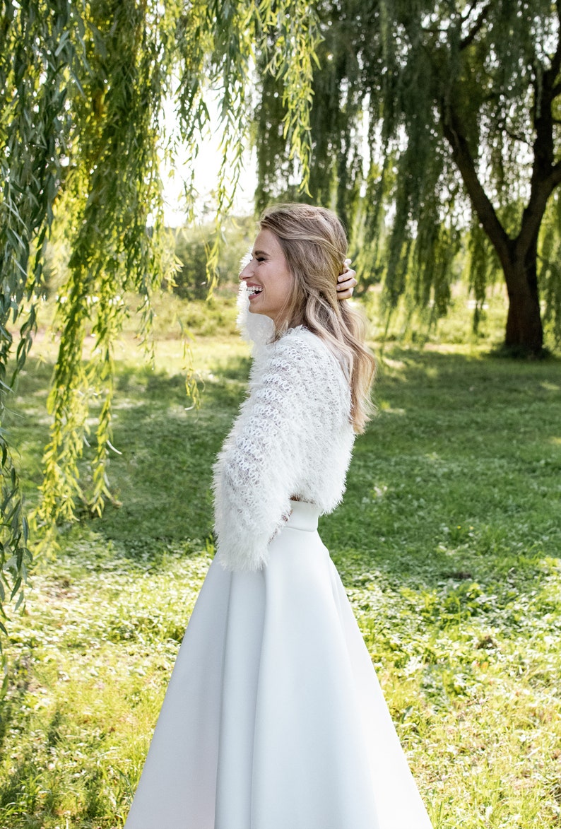 Bridal Fluffy Shrug Wedding Lace Cover up Bridesmaid Hairy | Etsy