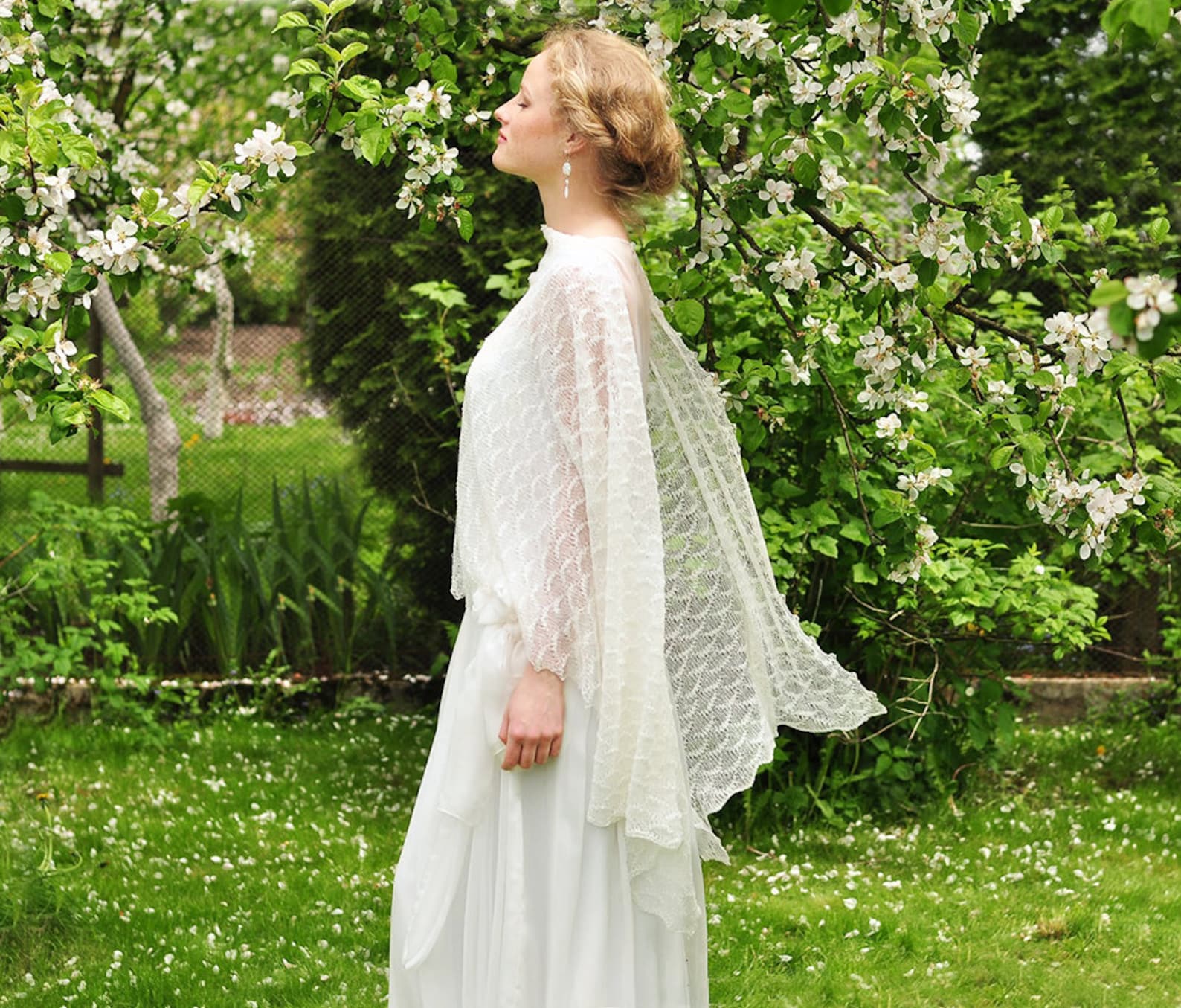 White Bridal Shawl Linen Scarf Lace Wedding Ivory Stole | Etsy