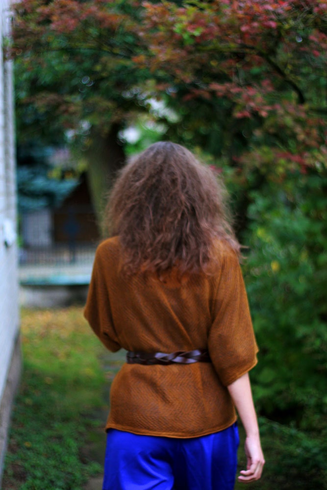 Loose Brown Linen Jacket Oversized Sheer Blazer Short Knitted Boho ...