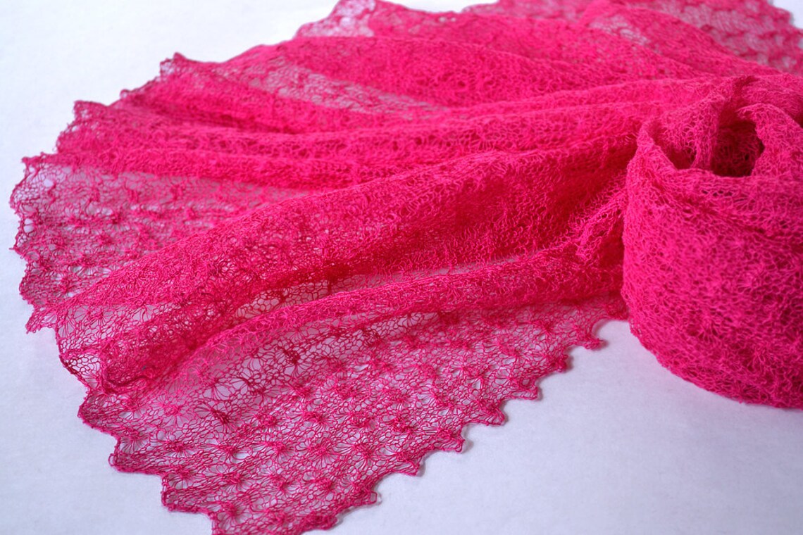 Hot Pink Linen Scarf Fuchsia Shawl Lace Stole Magenta Bridesmaids ...