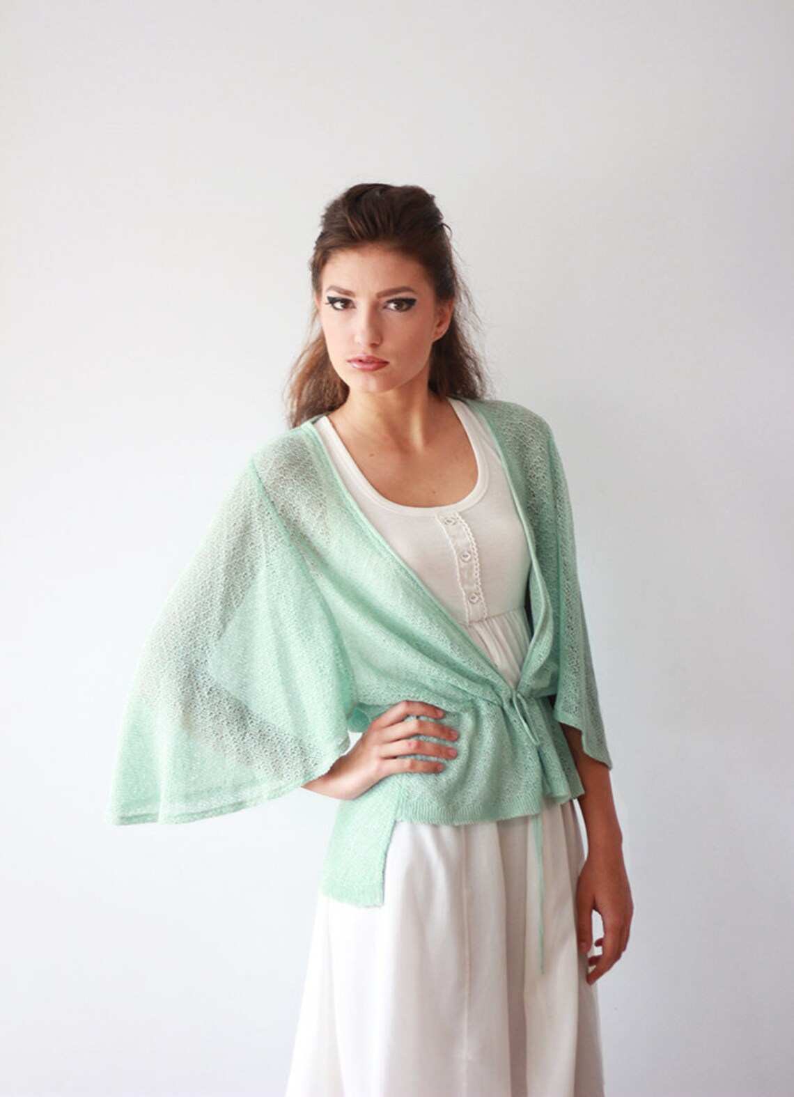 Light Linen Wrap Cardigan Knitted Summer Sweater Loose Fit Sheer ...