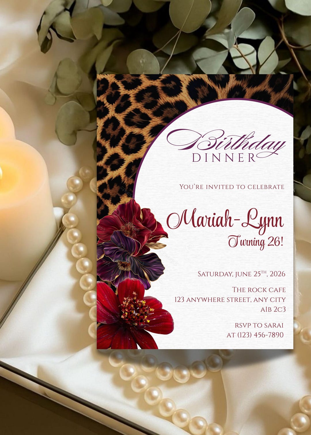 Cheetah Leopard Print Birthday Invitation | Women's Birthday Invitation ...