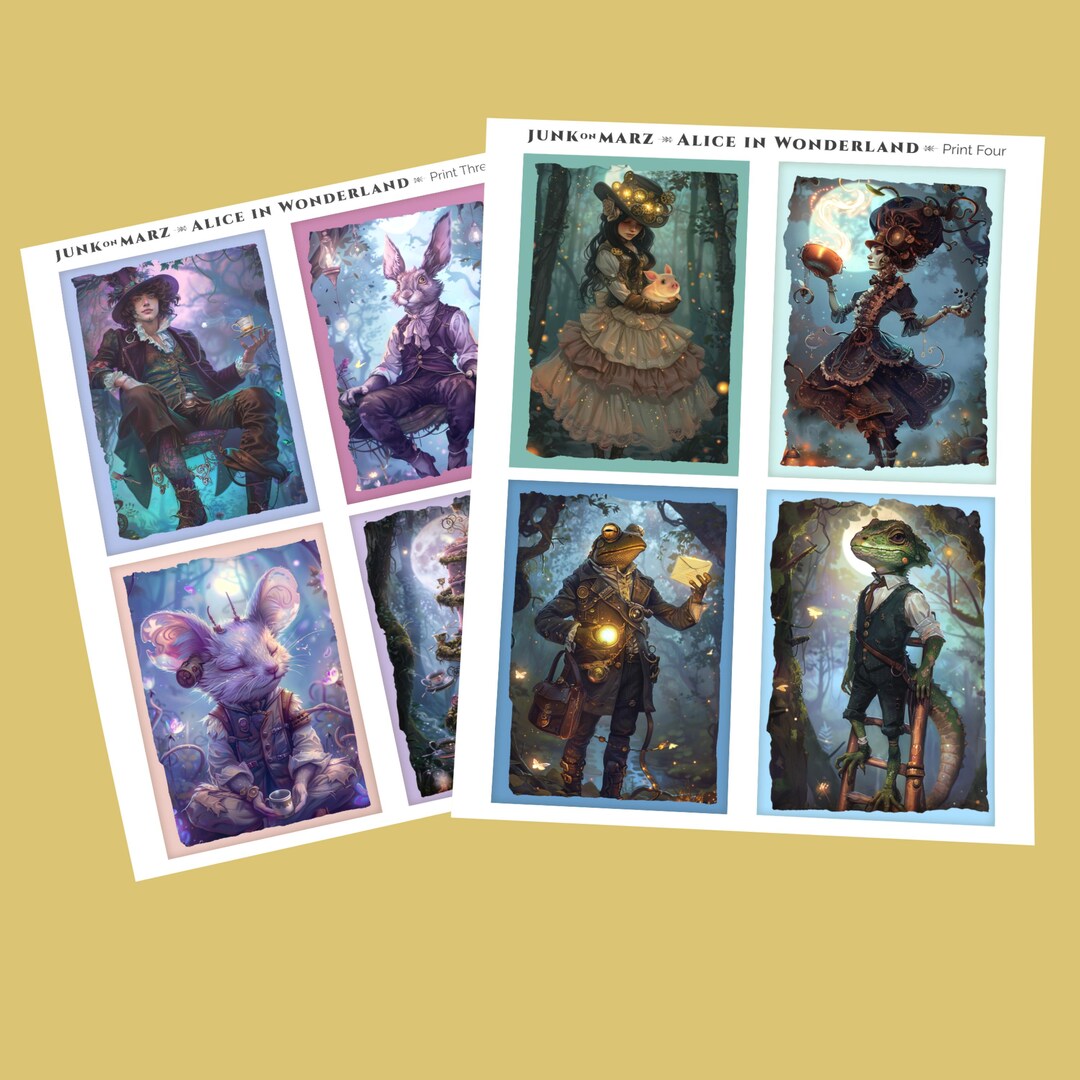 The Tea & Trouble Set – Steampunk Alice in Wonderland Portrait Cards ...
