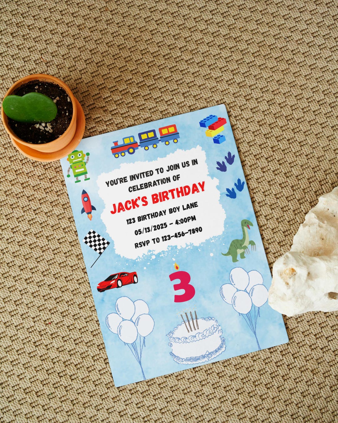 Printable Boys Birthday Invitation (instant Download) - Etsy