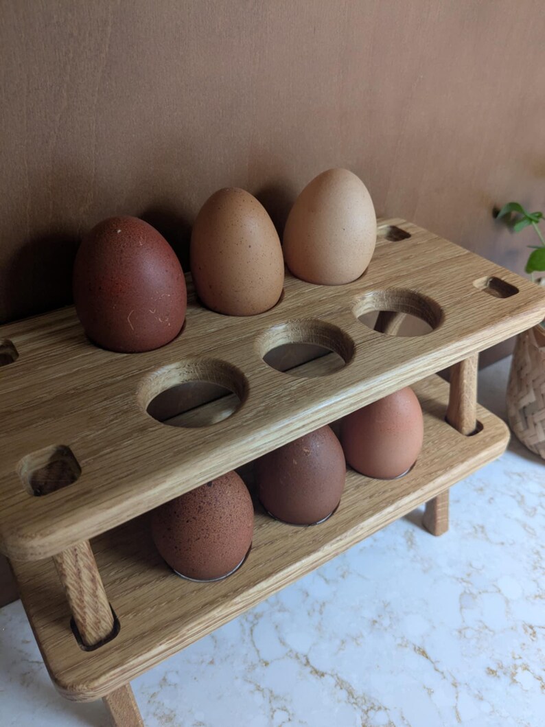 Stackable Wooden Egg Tray – Rustic Egg Holder – Farmhouse Kitchen Egg ...