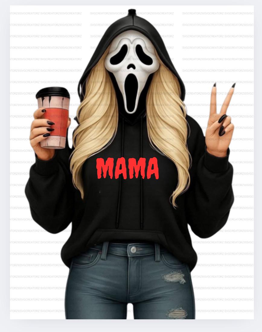 Ghostface Scream Mama Halloween PNG: Halloween Mom Shirt Design ...