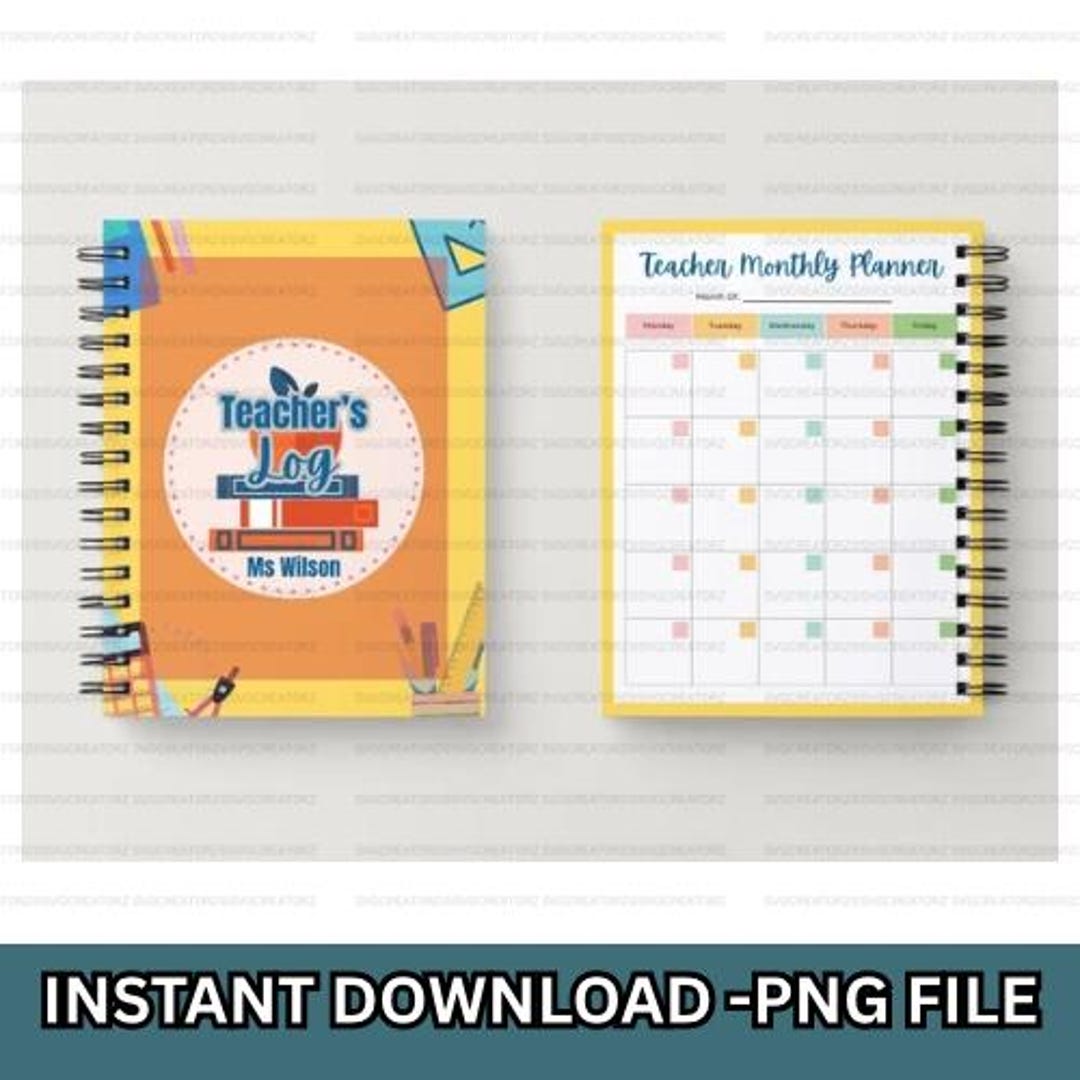 Teacher Planner PNG Bundle: Weekly and Monthly Lesson Prep (digital ...