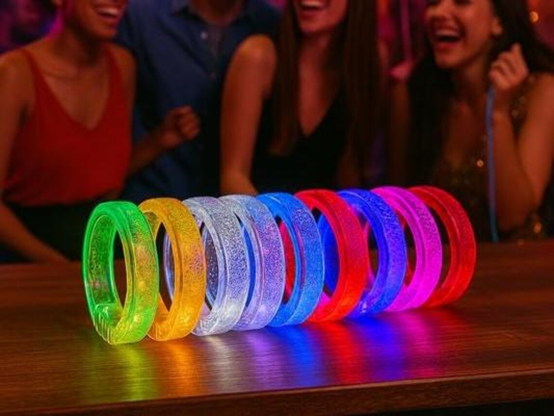 10 Pieces Customized LED Bracelets – Light up Party Wristbands in 7 ...