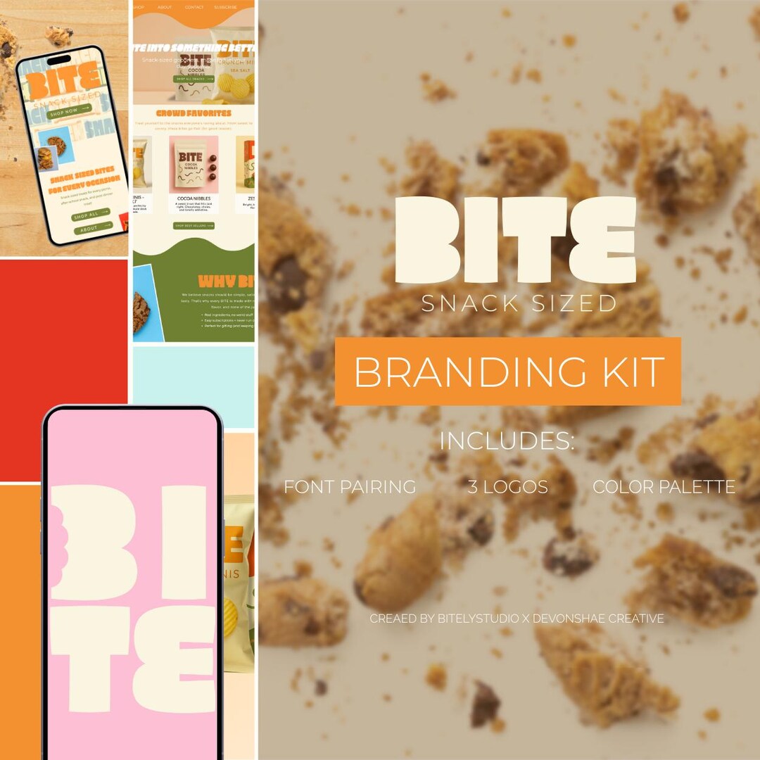 Bite Semi-custom Brand Kit – Logos, Fonts, Color Palette & Brand Board ...