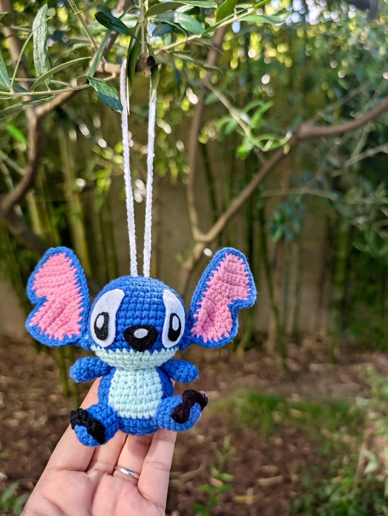 Bluey & Stitch Crochet Car Hanger: Handmade Amigurumi Plush - Etsy
