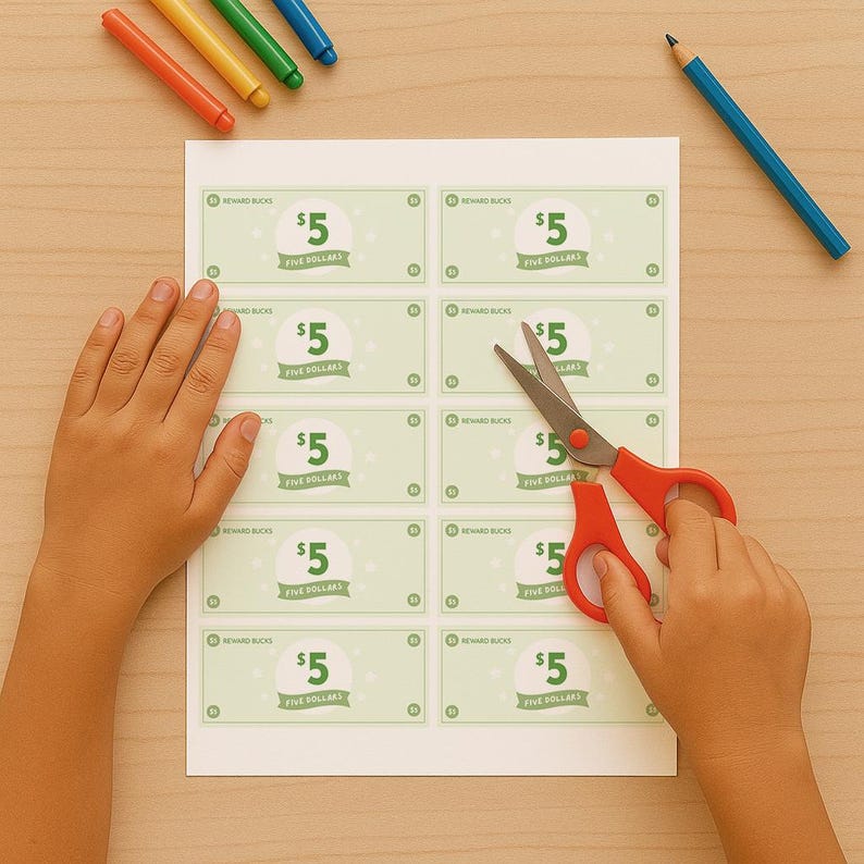 Reward Bucks System for Kids–printable Behavior Chart, Editable Rewards ...