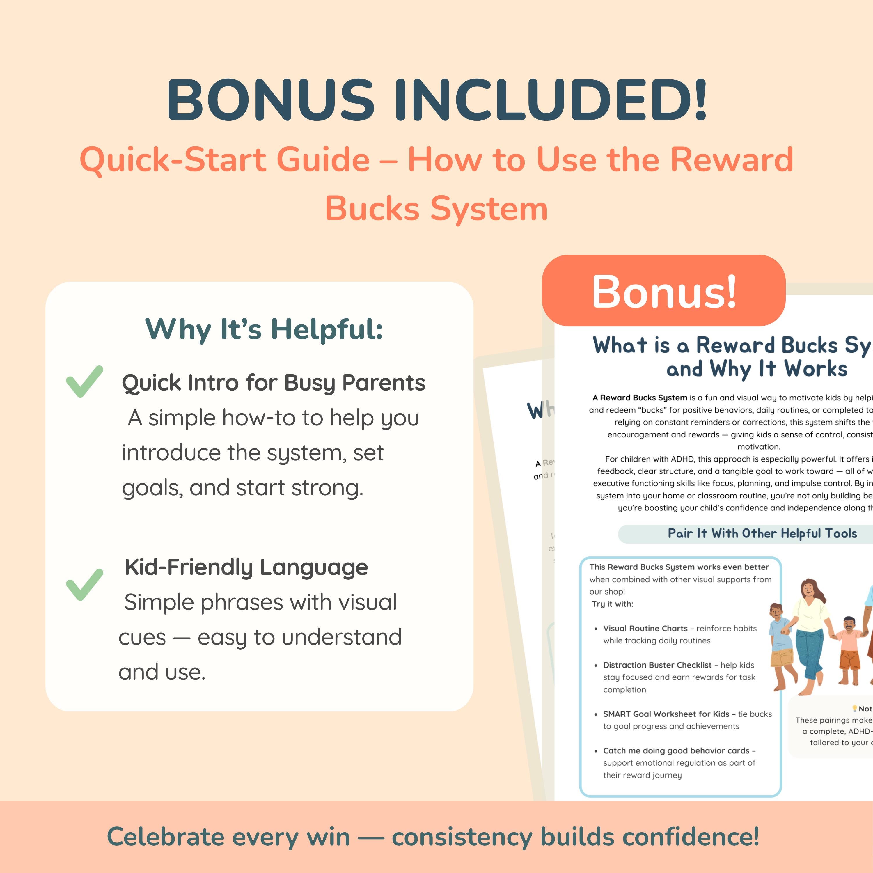 Reward Bucks System for Kids–printable Behavior Chart, Editable Rewards ...