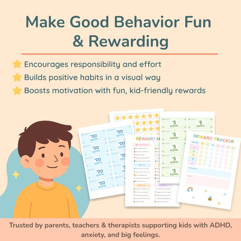 Reward Bucks System for Kids–printable Behavior Chart, Editable Rewards ...
