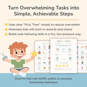 First Then Visual Schedule, Daily Routine Chart, ADHD Checklist, Kids ...
