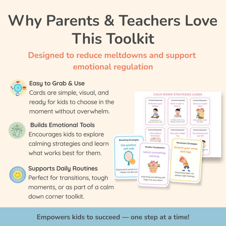 Calm Down Cards for Kids–printable Coping Strategies for ADHD ...