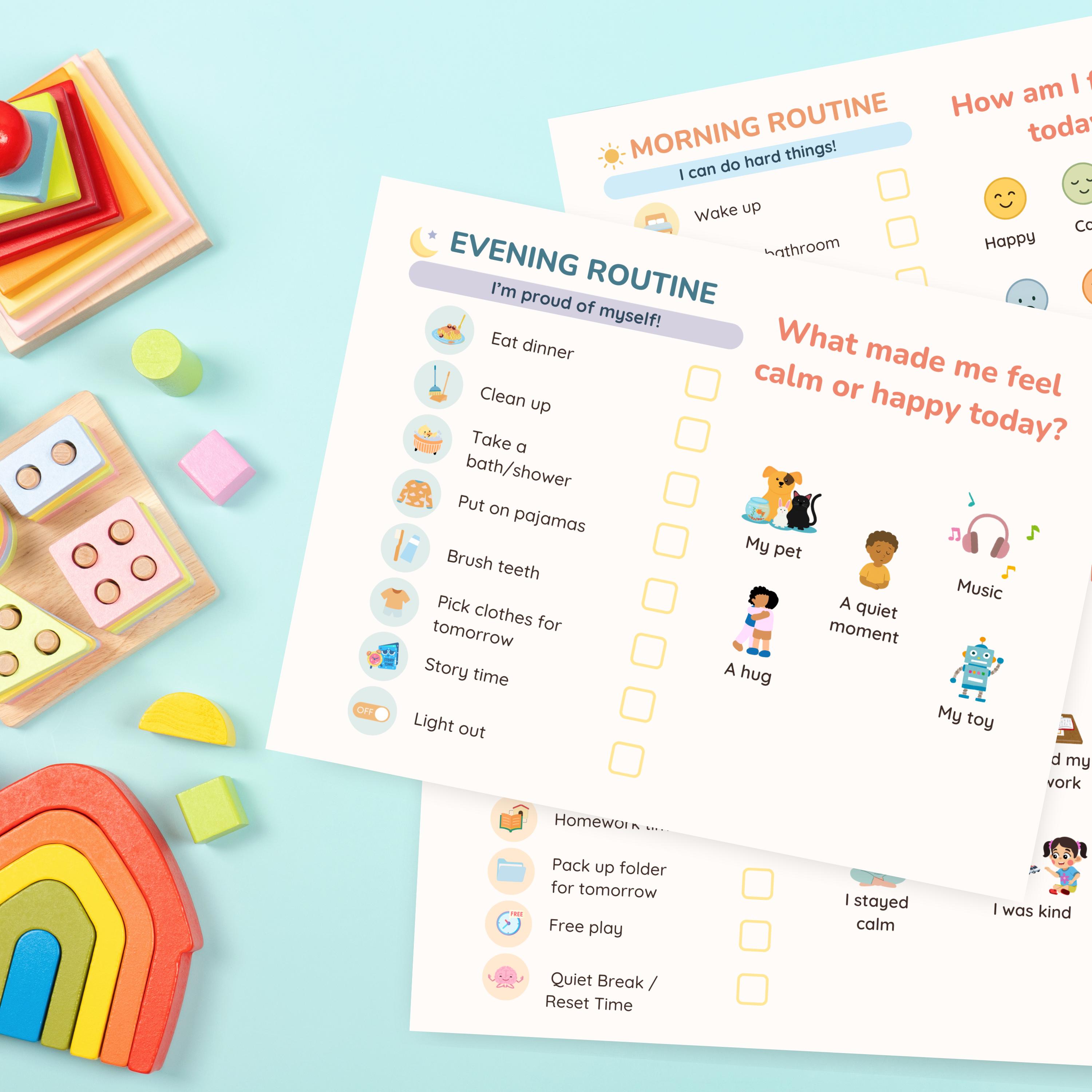 Kids Routine Chart, Daily Schedule, Morning Routine, Evening Routine ...