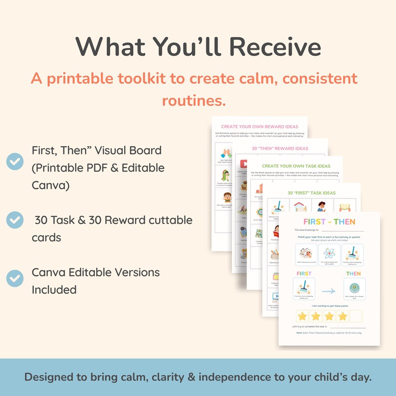 First Then Visual Schedule, Daily Routine Chart, ADHD Checklist, Kids ...