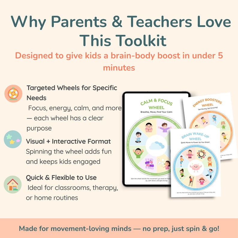 Printable Movement Break Wheel – ADHD Kids Focus Tool, Sensory ...