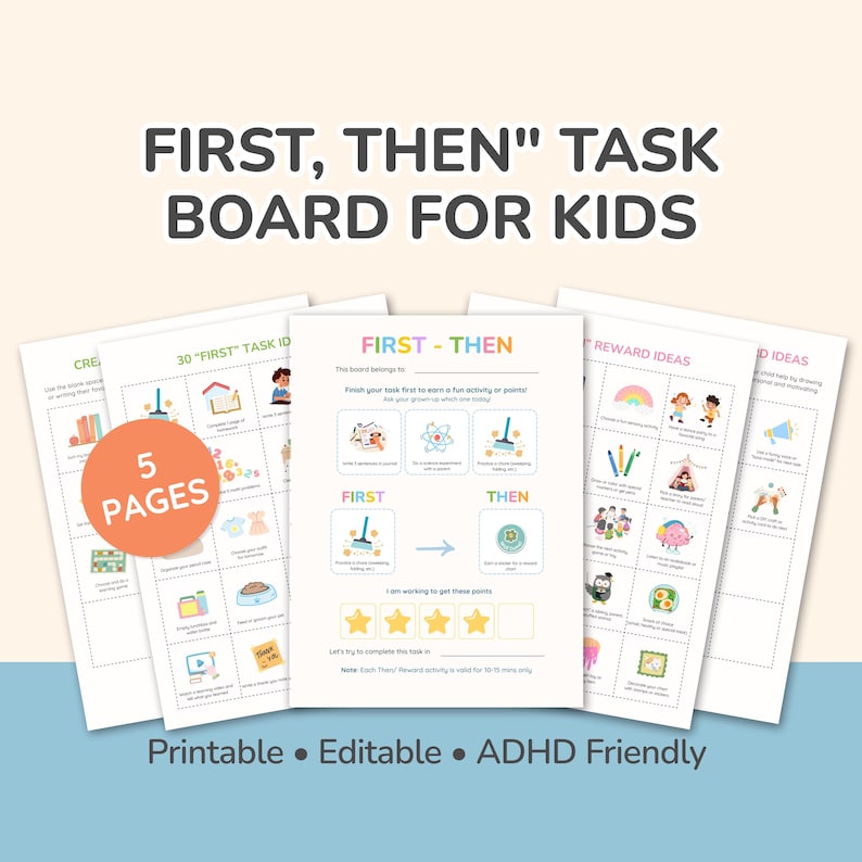 First Then Visual Schedule, Daily Routine Chart, ADHD Checklist, Kids ...