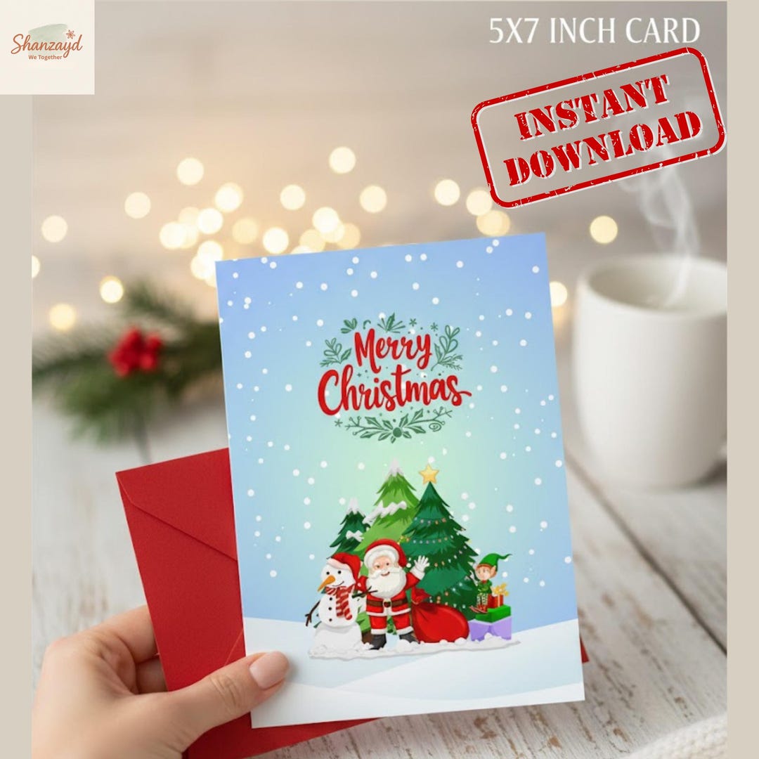 Santa Christmas Card, Funny Holiday Digital Greeting for Kids, Unique ...
