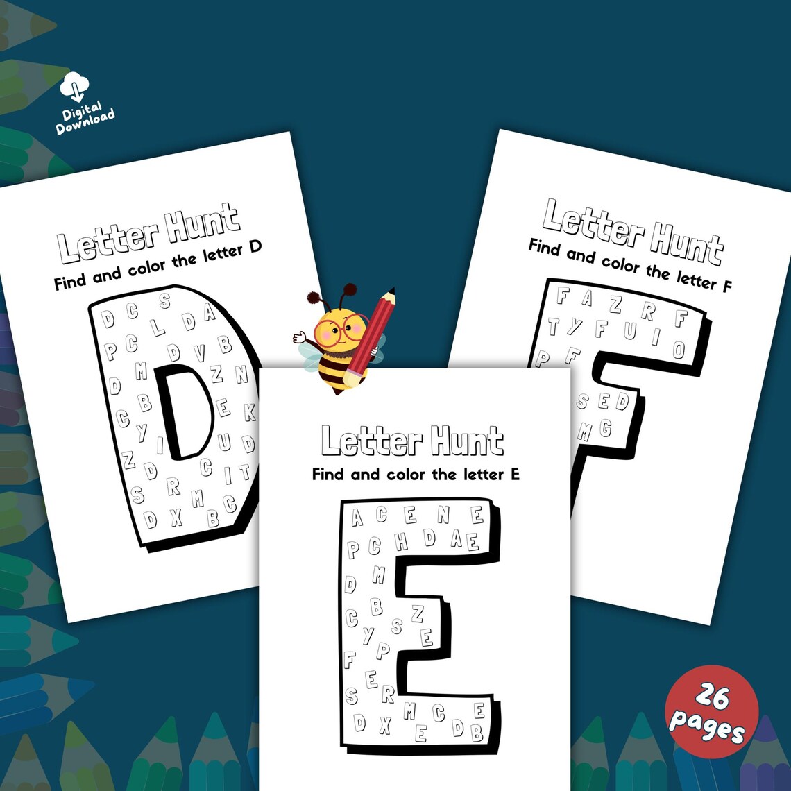 Letter Hunt Worksheet Alphabet Find and Color the Letter Preschool ...