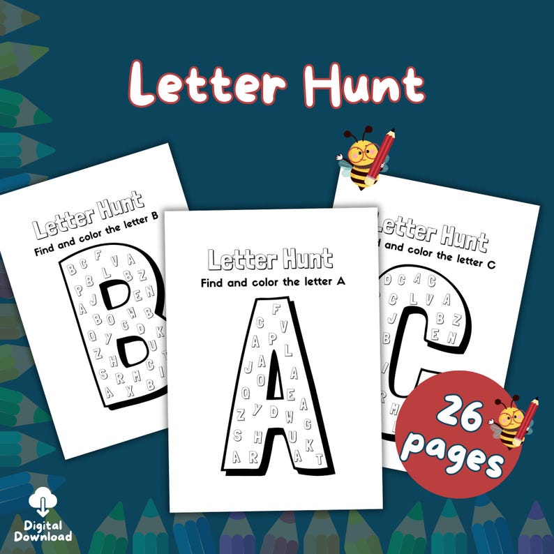Letter Hunt Worksheet Alphabet Find and Color the Letter Preschool ...